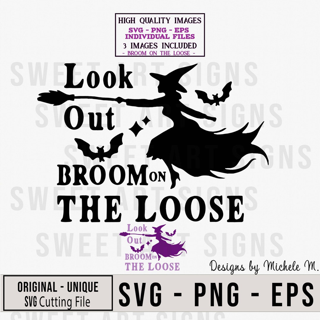 Funny Witch SVG: Broom on the Loose Clipart (digital Download) - Etsy