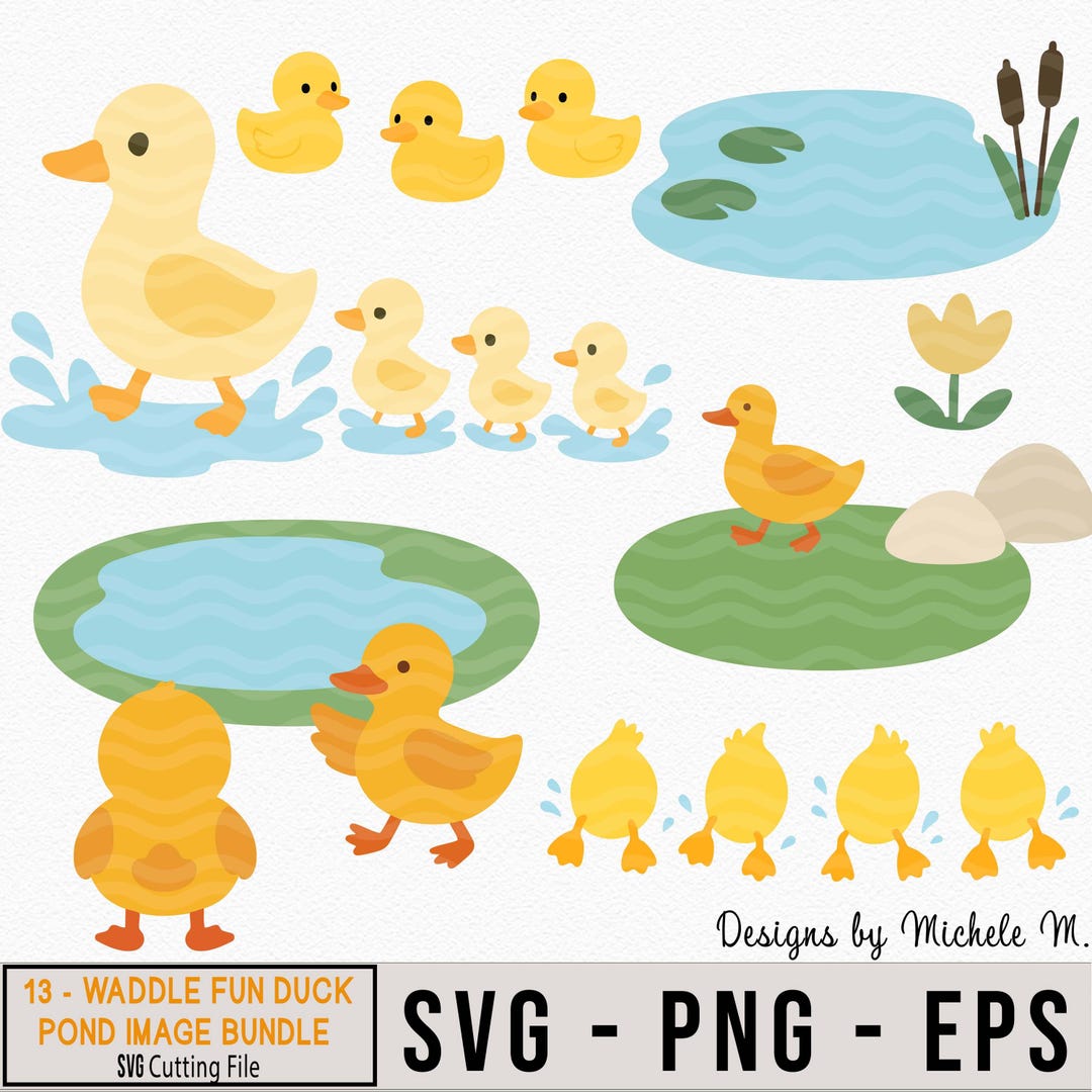 Duck SVG Bundle, Baby Duck Clipart Set, Waddling Ducks, Animal Farm Cut ...