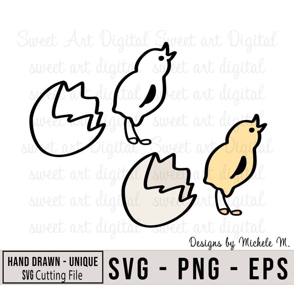 Chick Hatching SVG Bundle, Cricut Cut File, Hand Drawn Chick ...