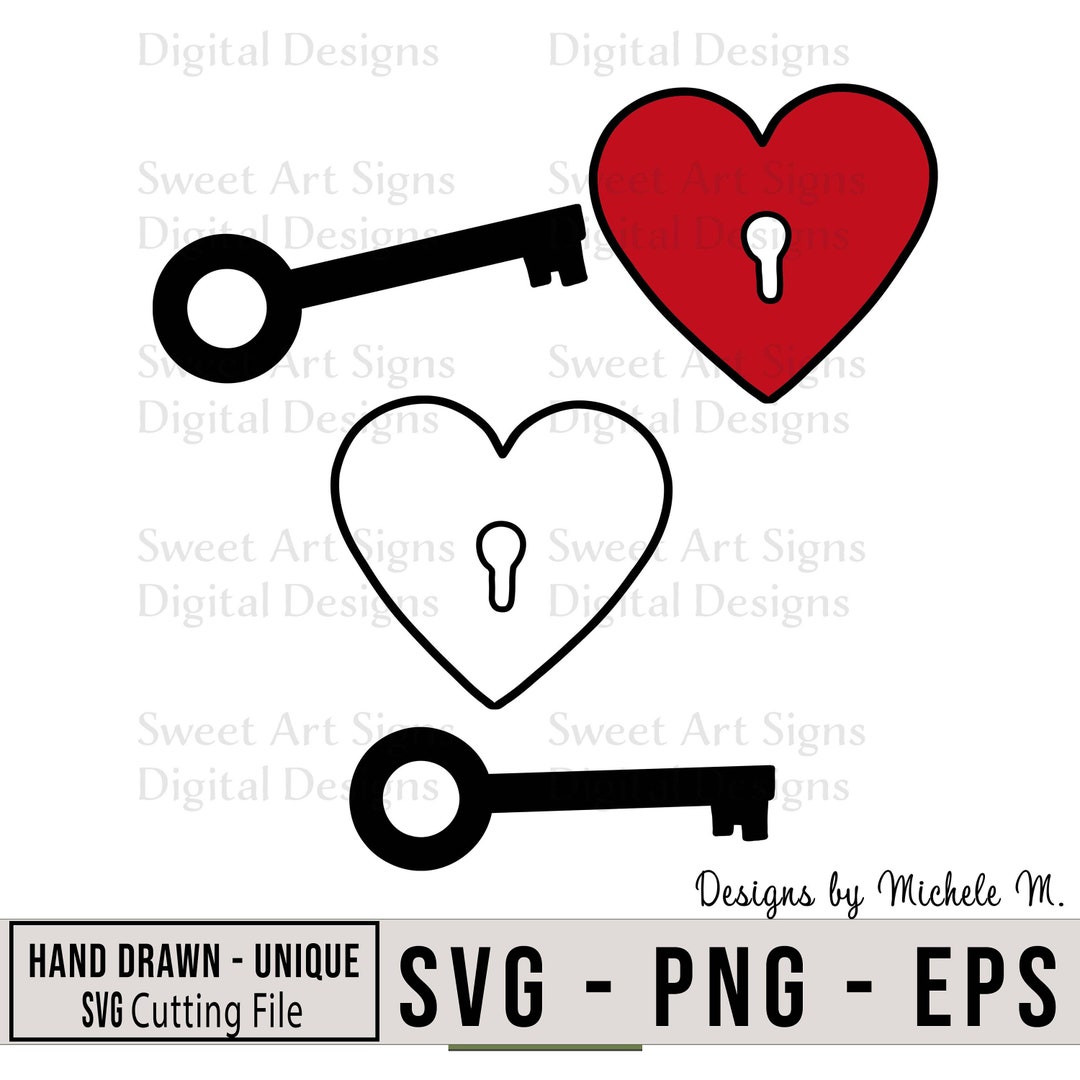Heart Lock and Key SVG, Cricut Cut File, Commercial Use, Valentine ...