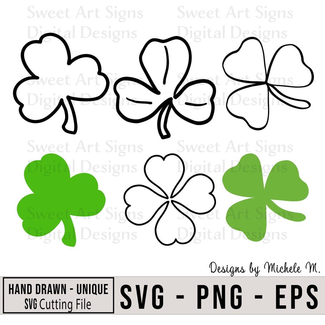 SVG Single Clover Designs, Cricut Cut File, Commercial Use, Clovers ...