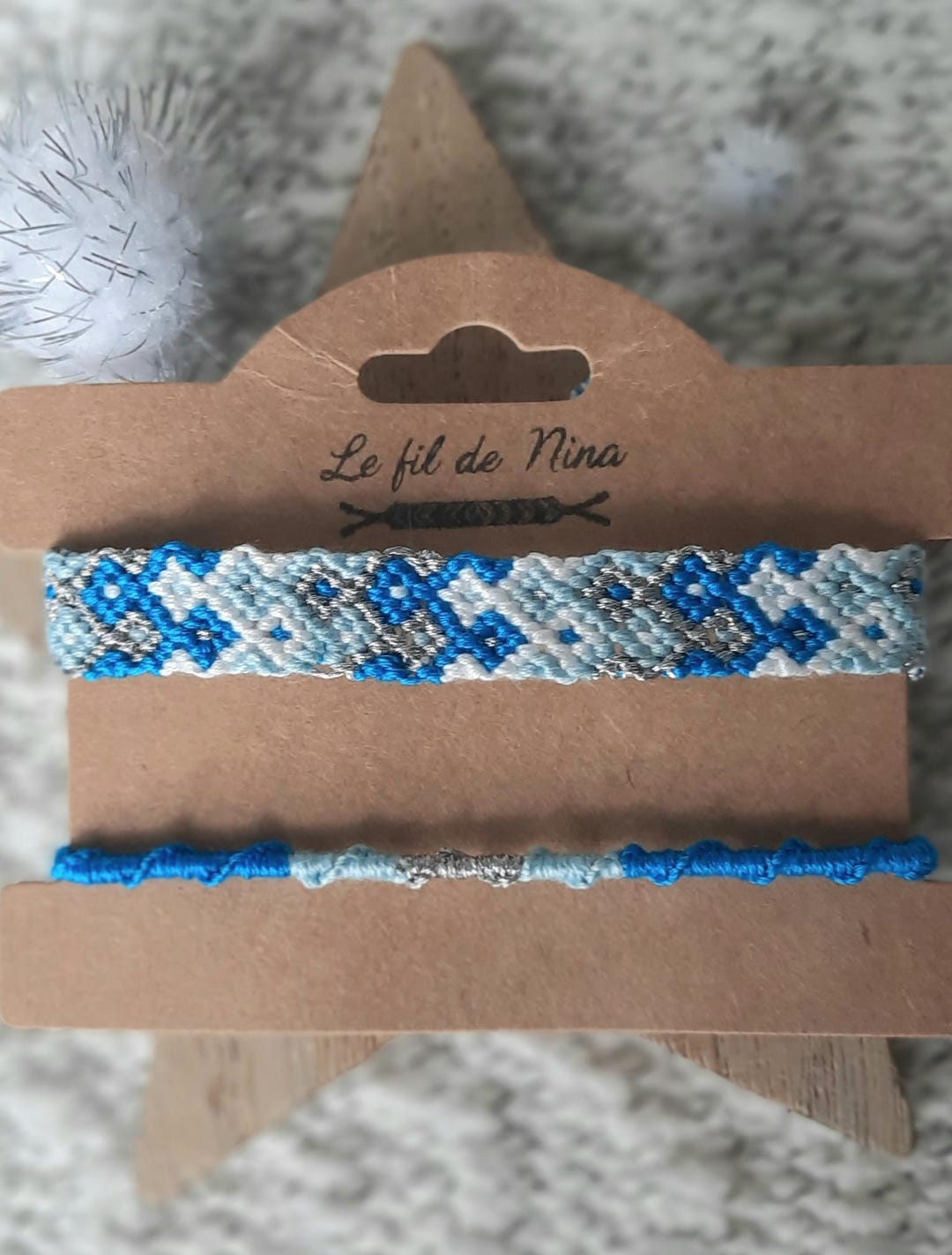 Set of 2 Friendship Bracelets - "frozen" - Silver, White, Blue ...