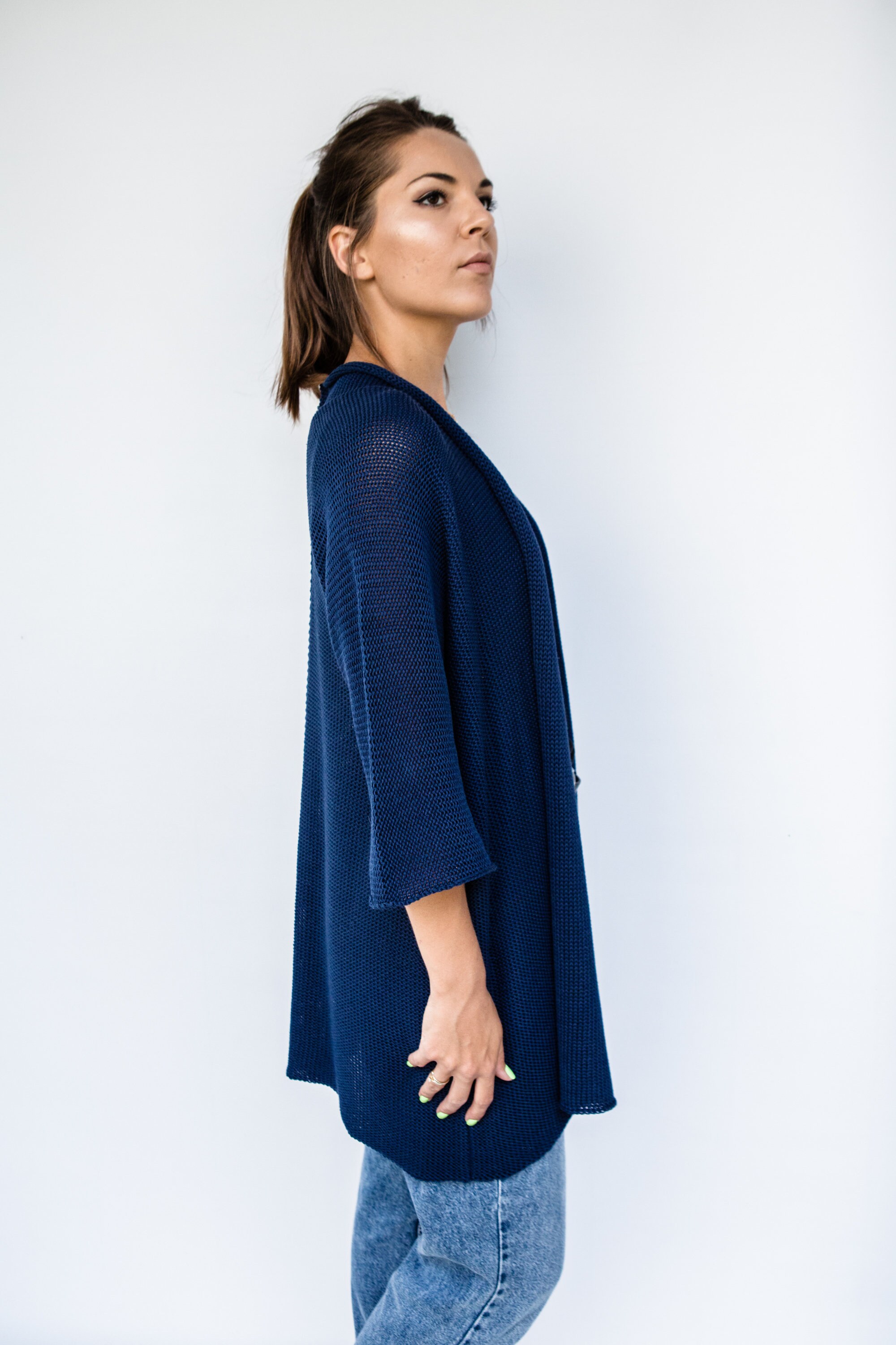 A Long Navy Blue Cardigan - Etsy
