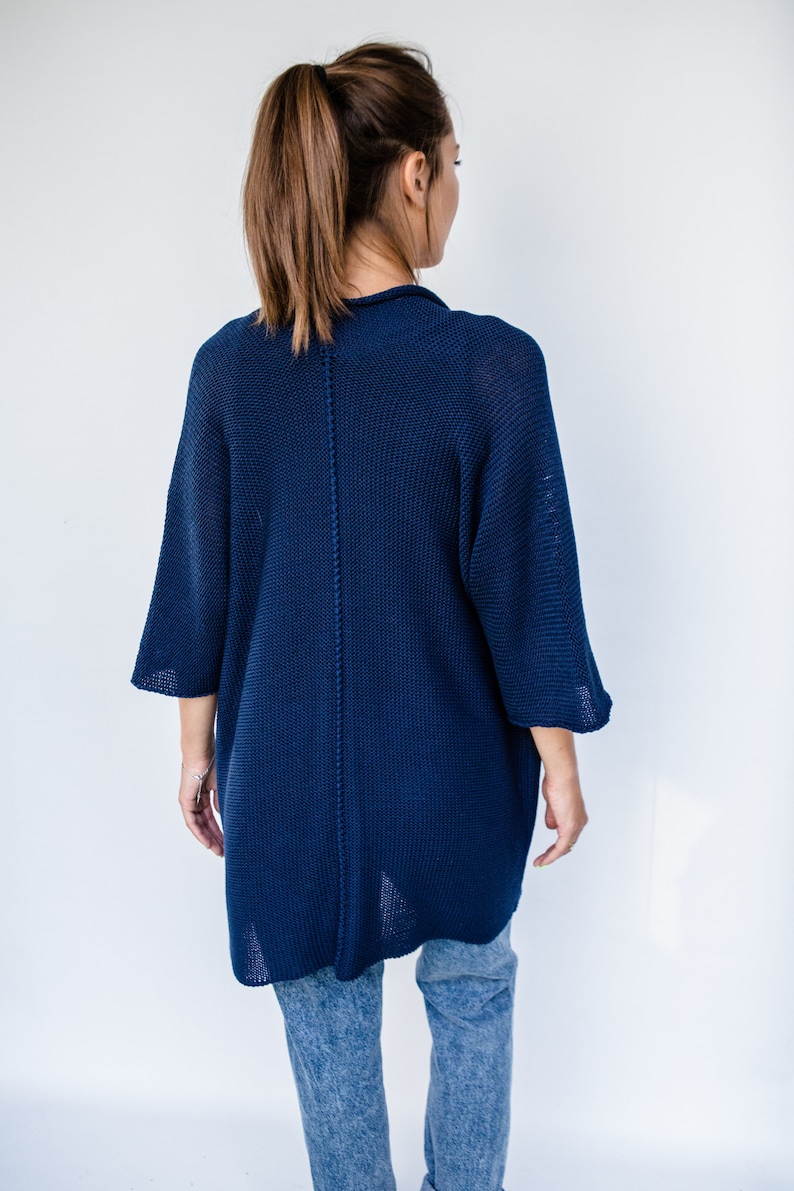 A Long Navy Blue Cardigan - Etsy