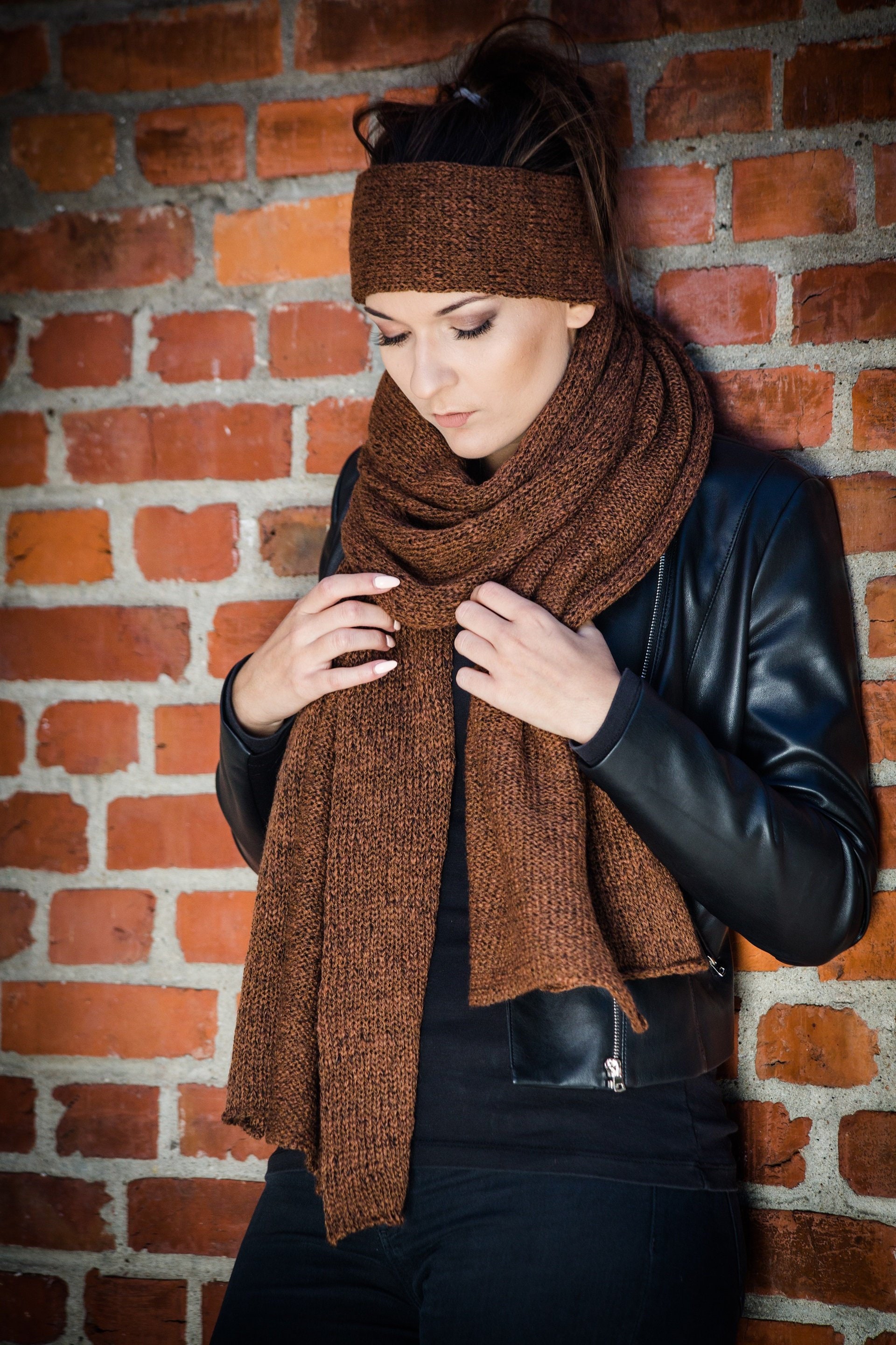 Warm light brown scarf | Etsy