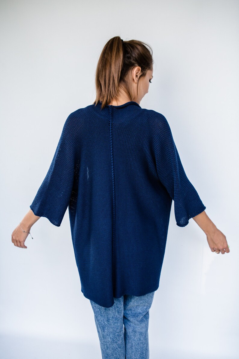 A Long Navy Blue Cardigan - Etsy