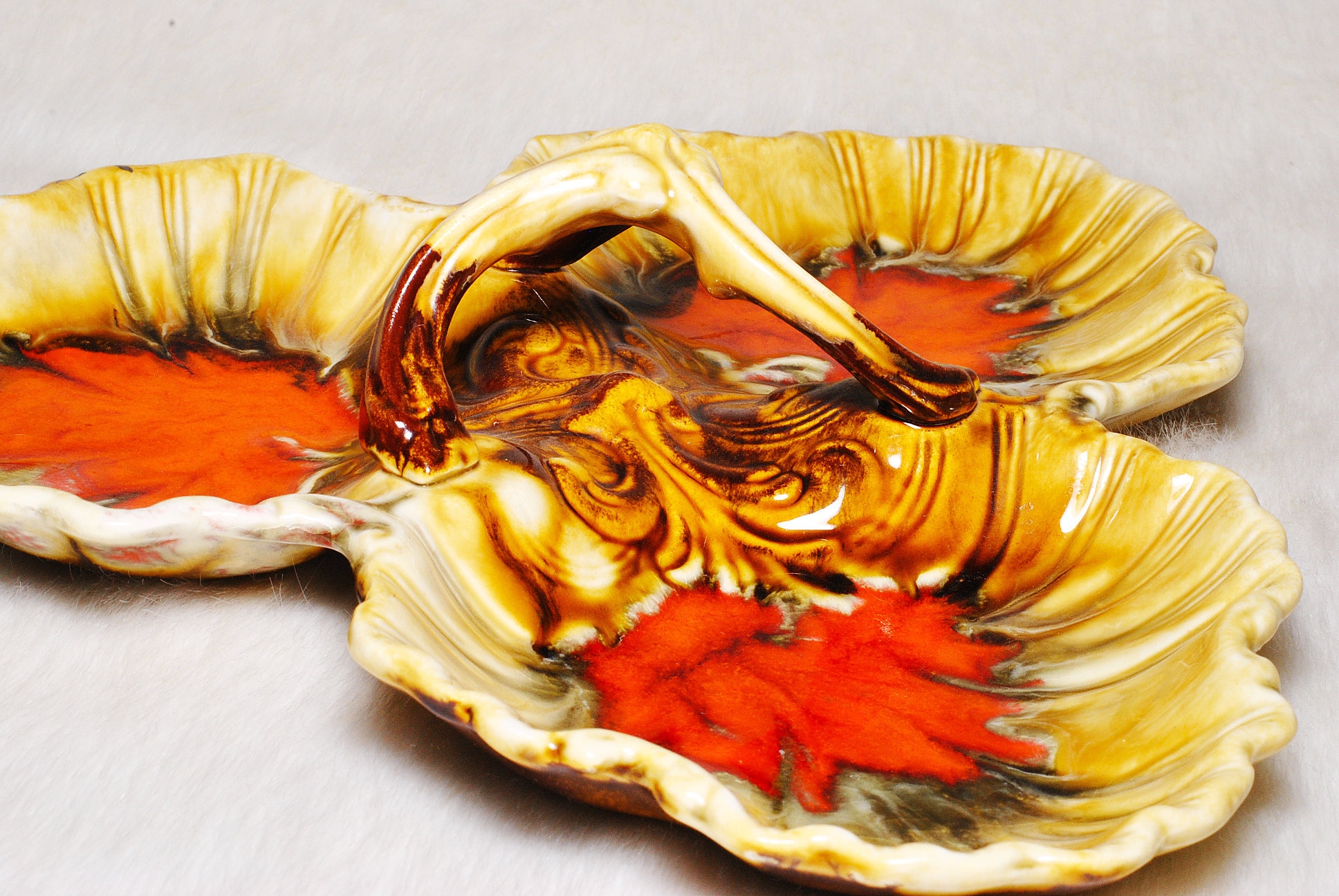 Vintage Collectible Marcia of California Pottery 3 Sided Handle Serving ...