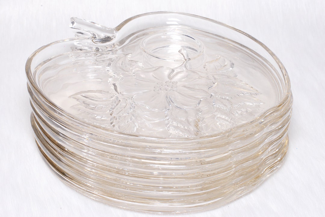 Vintage Collectible 6 Hazel Atlas Apple Lunch Salad Tea Clear Glass ...