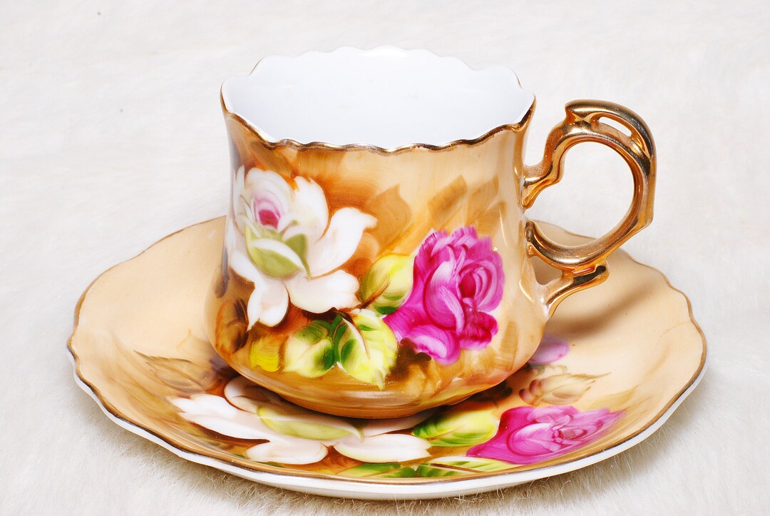 Vintage Collectible Lefton China Heritage Brown Handpainted Floral ...