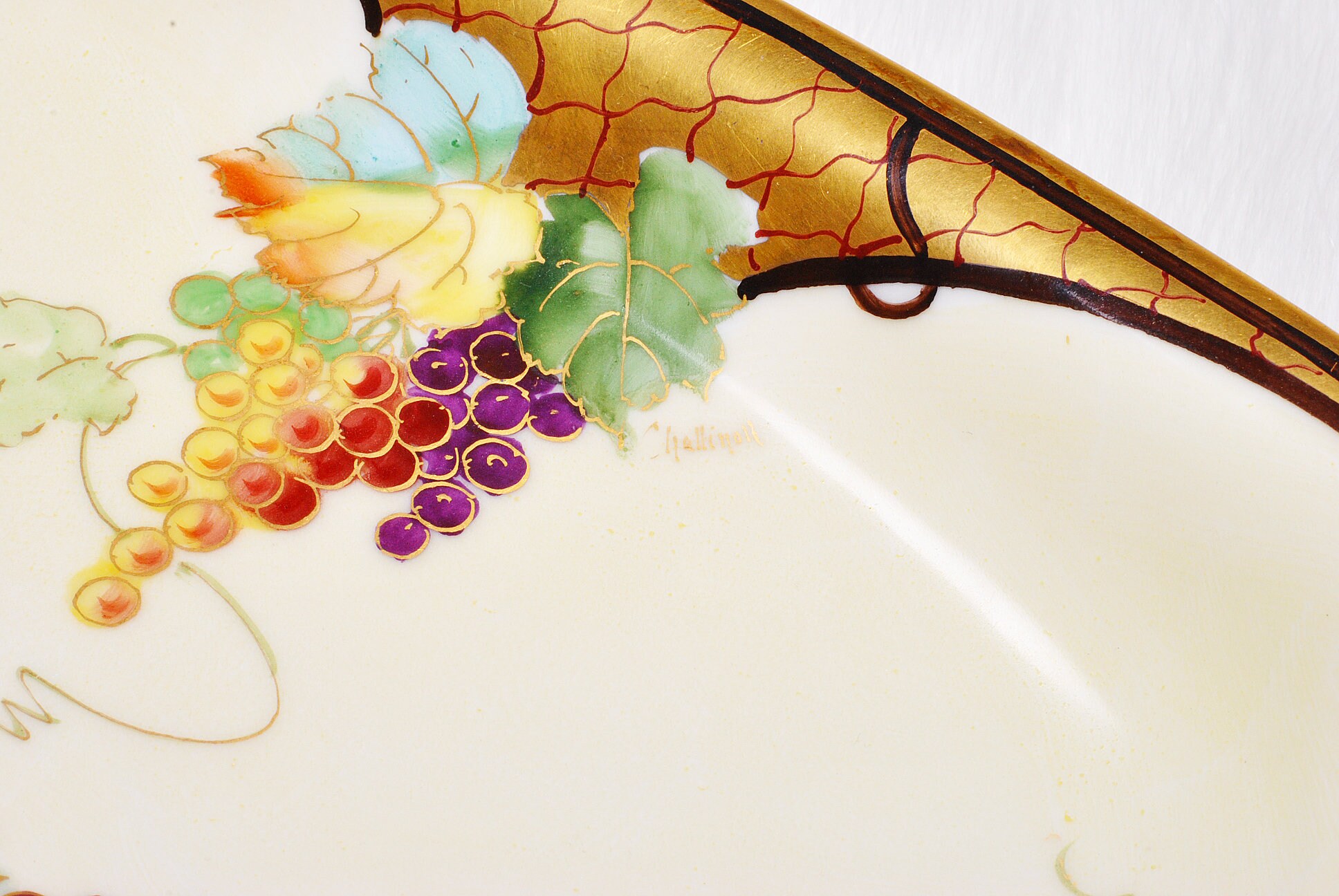 Antique Collectible T&V Limoges France Pickard Artist Signed Grape Oval ...