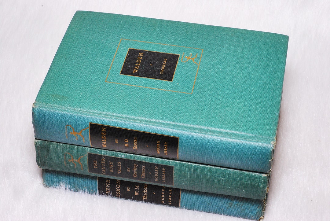 Vintage Modern Library Book Set: Chaucer, Thoreau, Thackeray - Etsy
