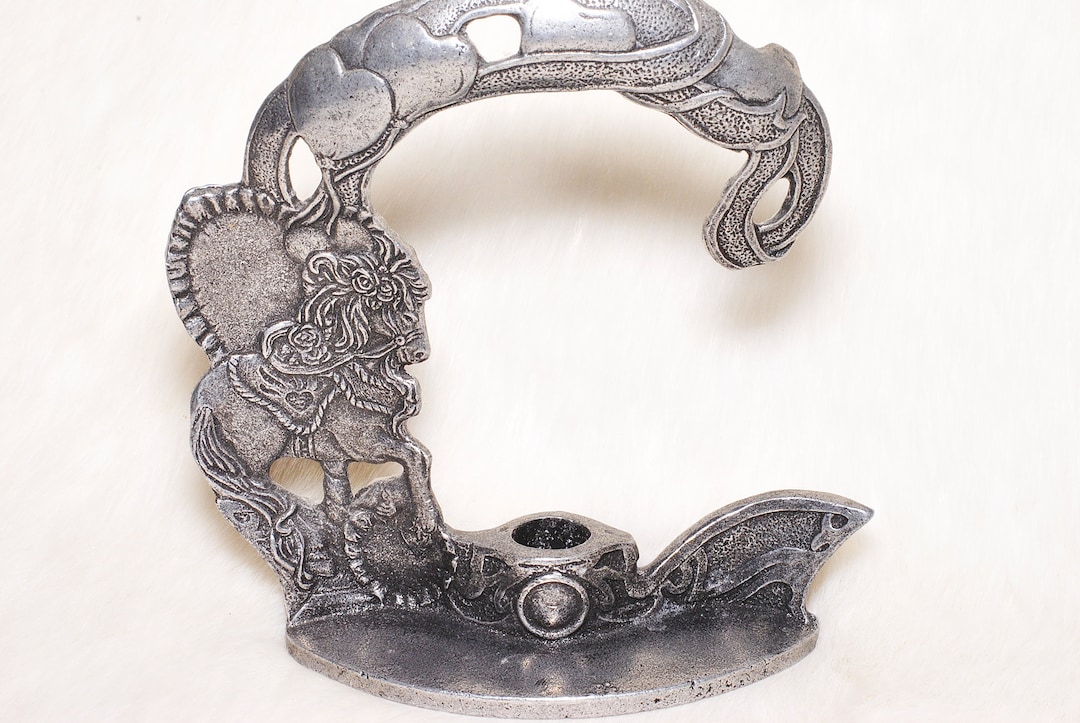Vintage Collectible Carson Pewter Horse and Hearts Theme Candlestick ...