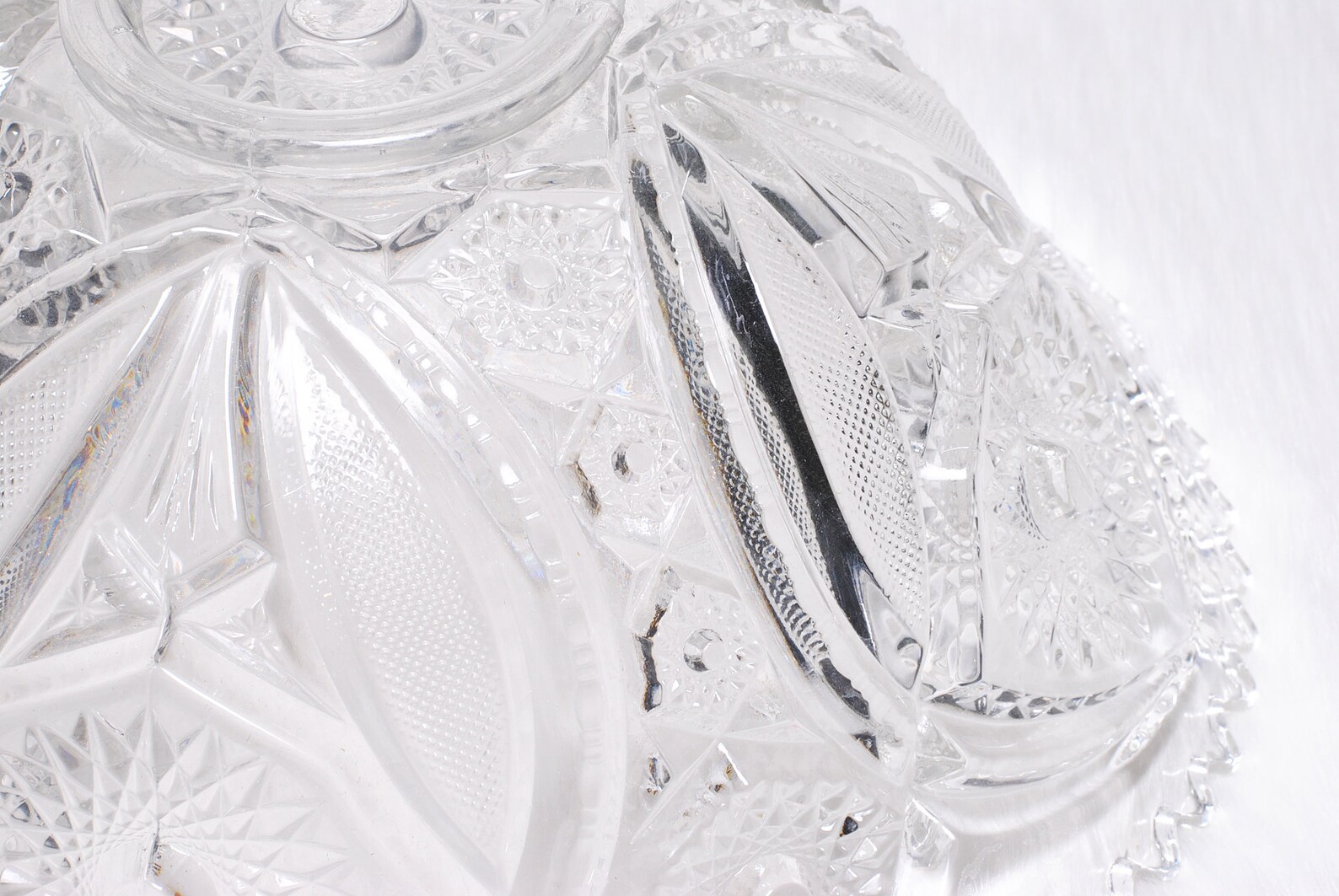 Vintage Collectible Daisy Button Pattern Crystal Clear Cut Glass Bowl ...