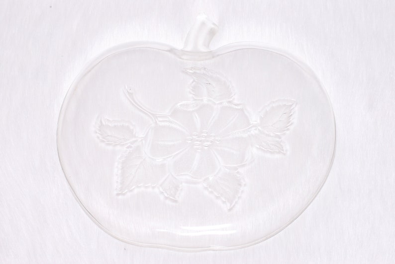 Vintage Collectible 9 Hazel Atlas Apple Shape Floral Lunch Salad Clear ...