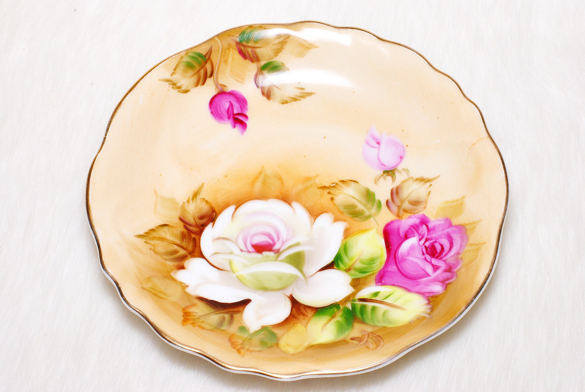 Vintage Collectible Lefton China Heritage Brown Handpainted Floral ...