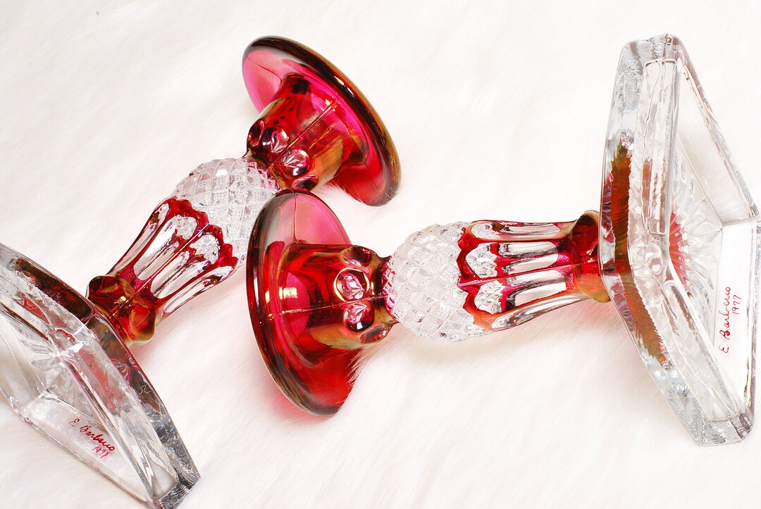 Vintage Collectible Westmoreland Waterford Ruby Red Glass Candlestick Holders - Etsy