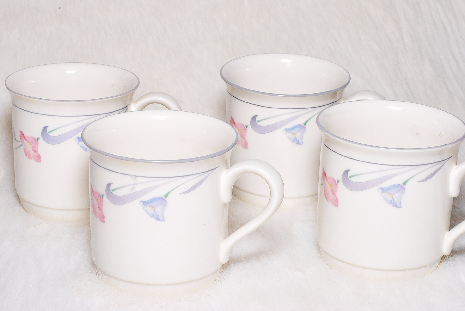 Vintage Collectible 4 Lenox Glories on Gray Pattern Coffee Tea Serving ...
