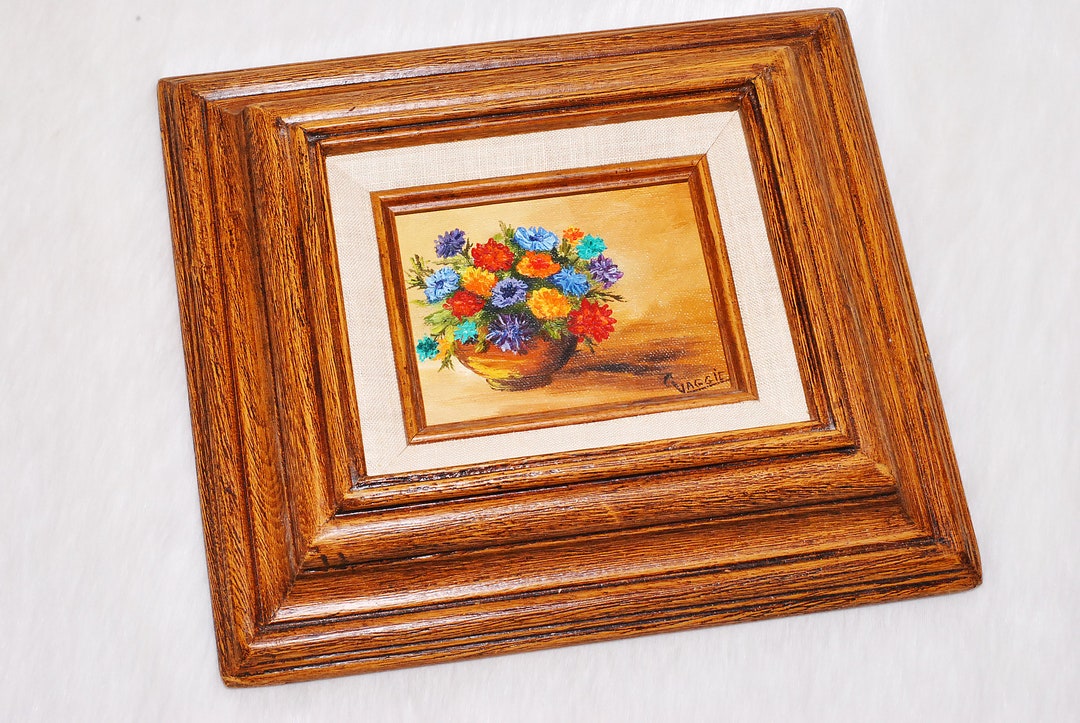 Vintage Collectible Oil Painting Artist Signed Yaggie Floral Framed Art ...