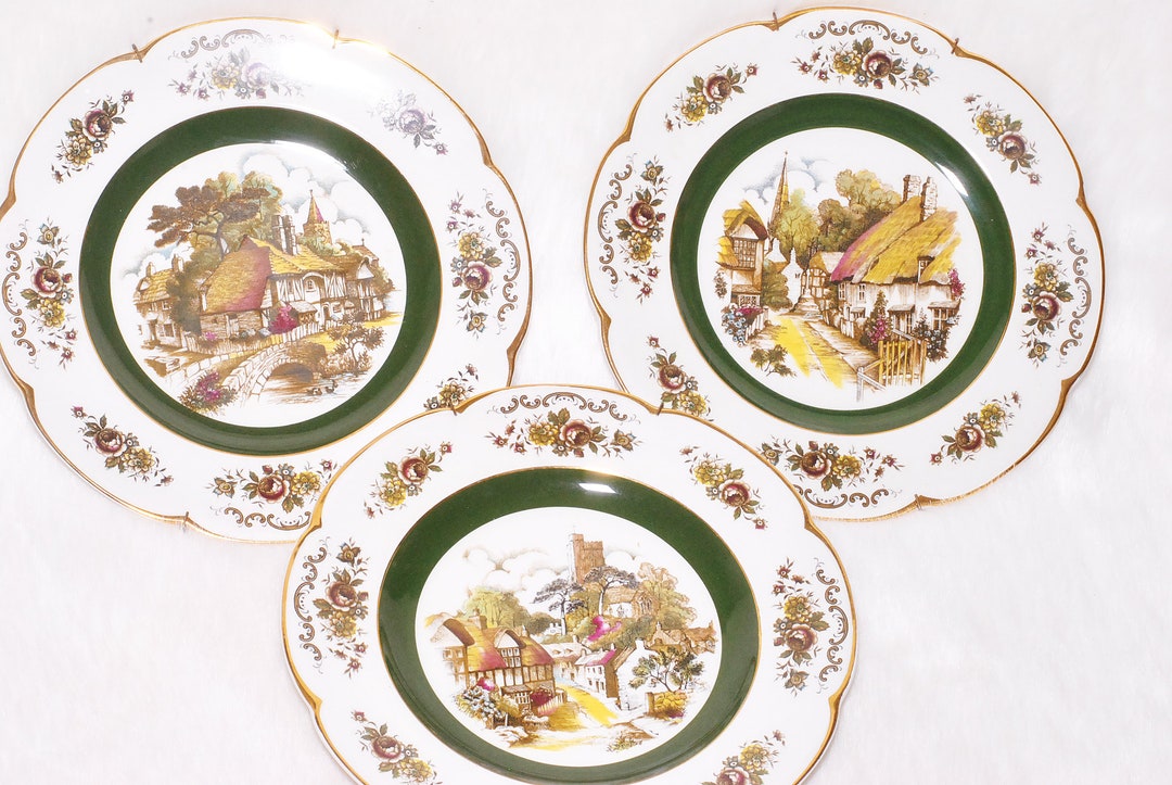 Vintage Collectible 3 Ascot Village Service Plates by Wood & Sons ...