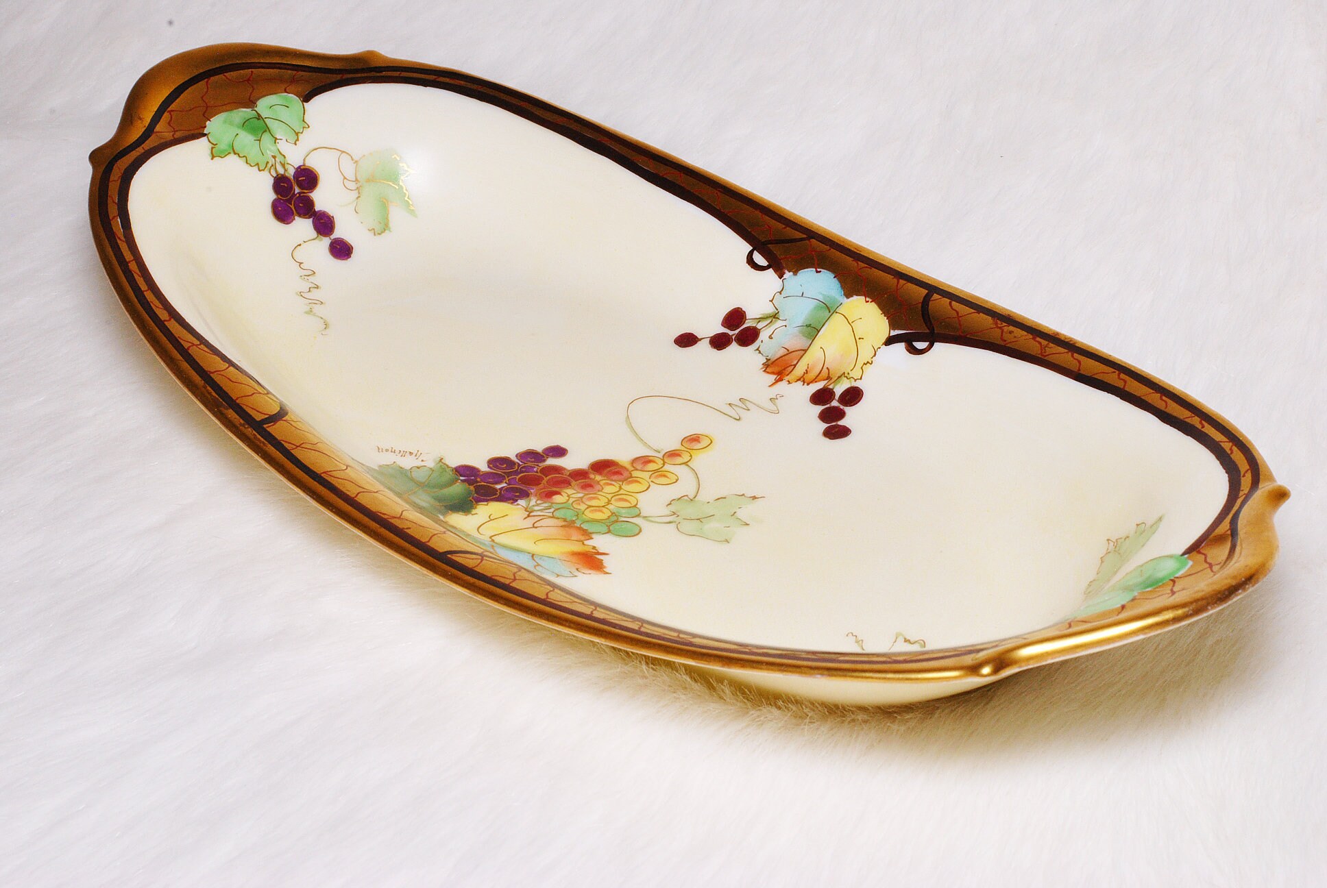 Antique Collectible T&V Limoges France Pickard Artist Signed Grape Oval ...