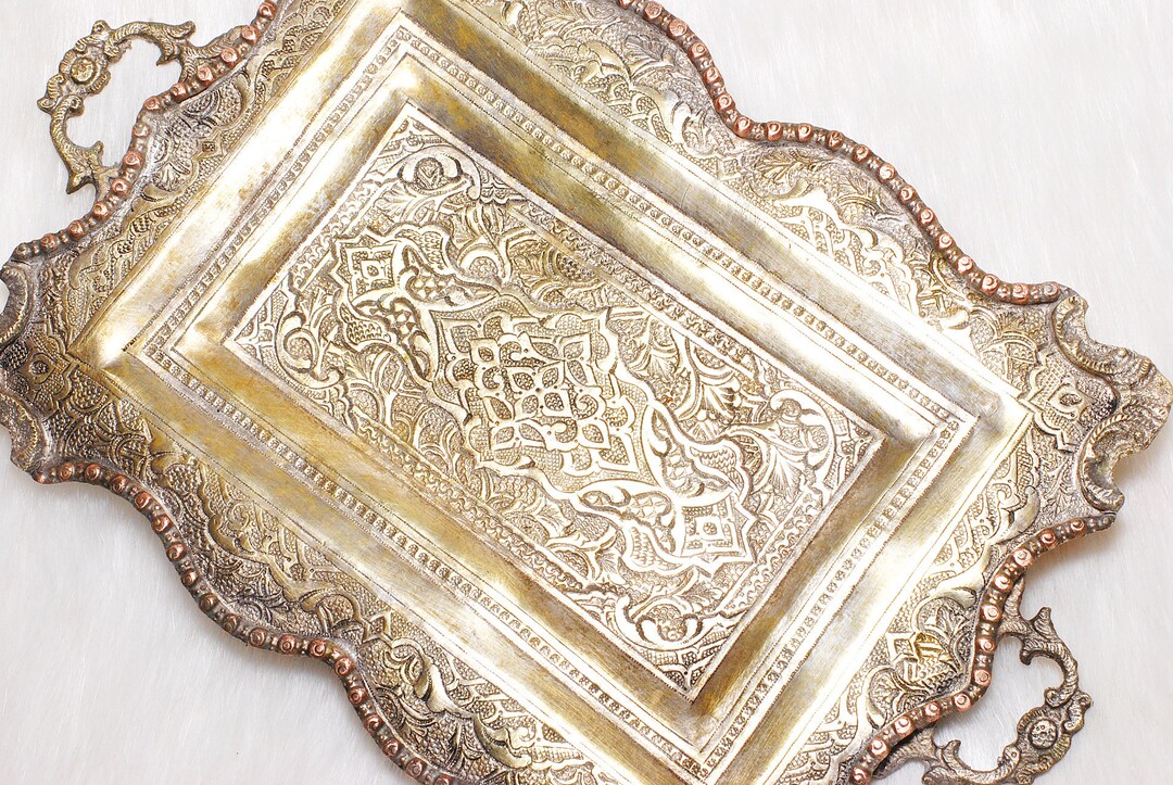 Vintage Collectible Silver on Copper Silver Plated Footed Tray Boho ...