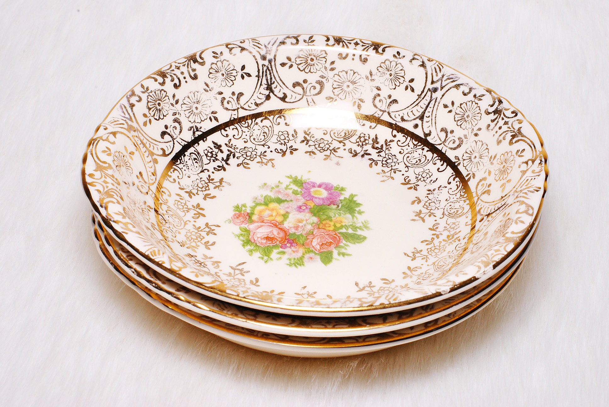 Vintage Collectible 3 Royal China Warranted 22k Gold Small Fruit ...