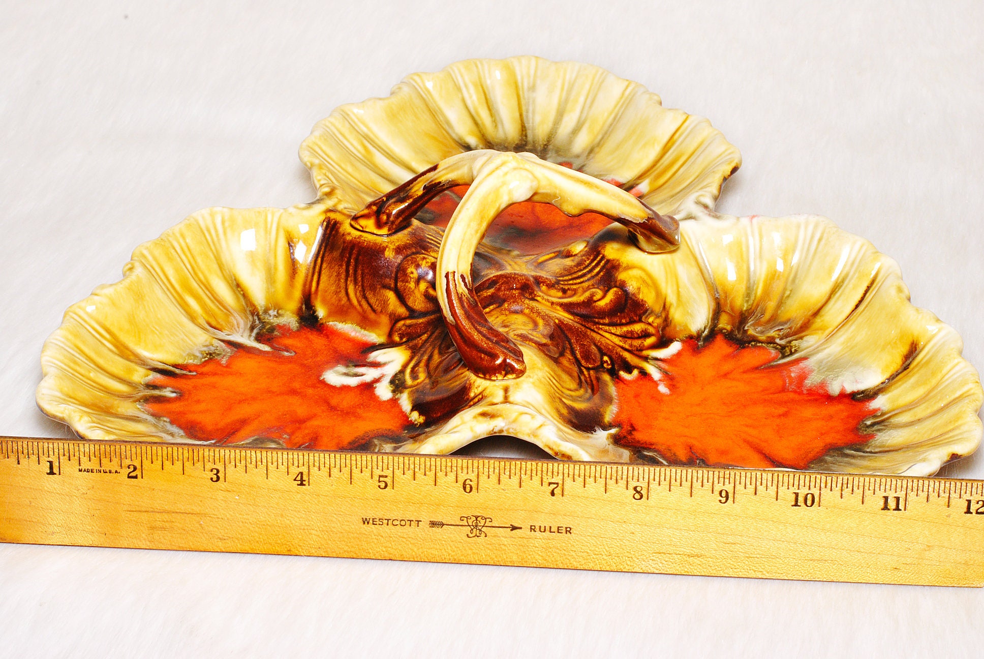 Vintage Collectible Marcia of California Pottery 3 Sided Handle Serving ...