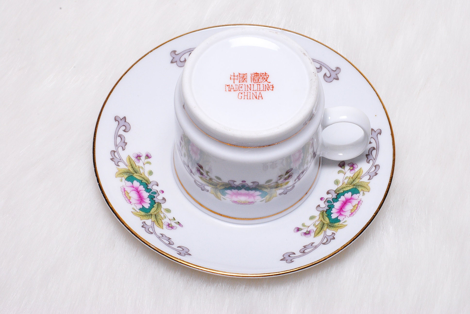 Vintage Collectible Liling China Demitasse Floral Teacup Saucer Decor ...
