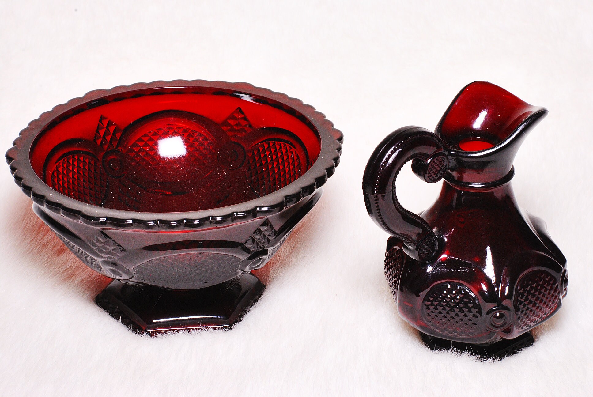 Vintage Collectible Cape Cod Ruby by Avon Red Glass Candy Dish and Mini ...