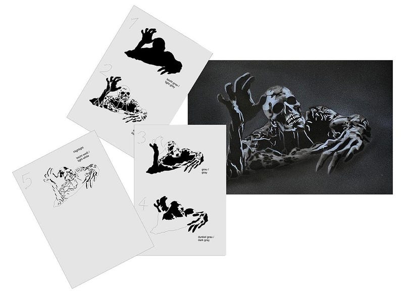 AS-357 Zombie Multilayer Step by Step Stencil for Acrylic, Airbrush ...