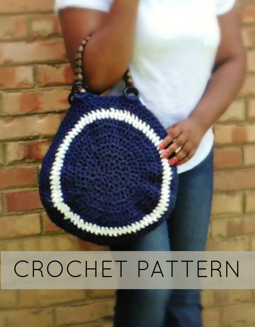 Round Crochet Bag| Circular Crochet Bag With Wooden Handles| Round ...