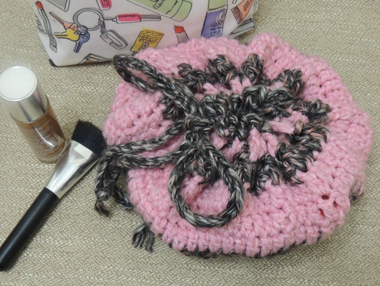 Crochet Pattern//flat Crochet Make-up// Crochet Drawstring | Etsy