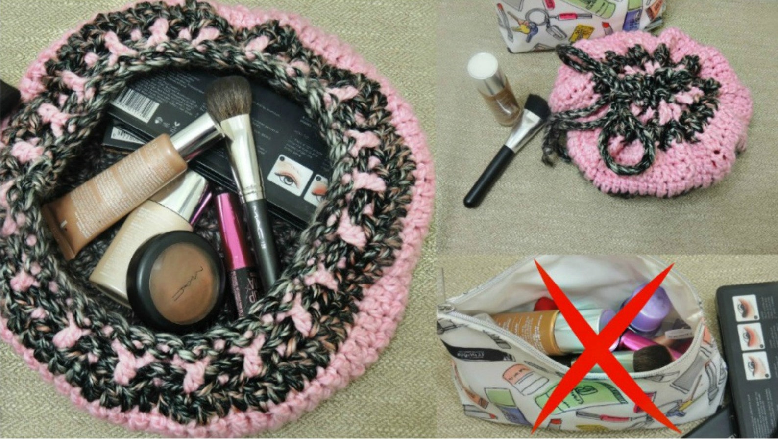 Crochet Pattern//flat Crochet Make-up// Crochet Drawstring - Etsy
