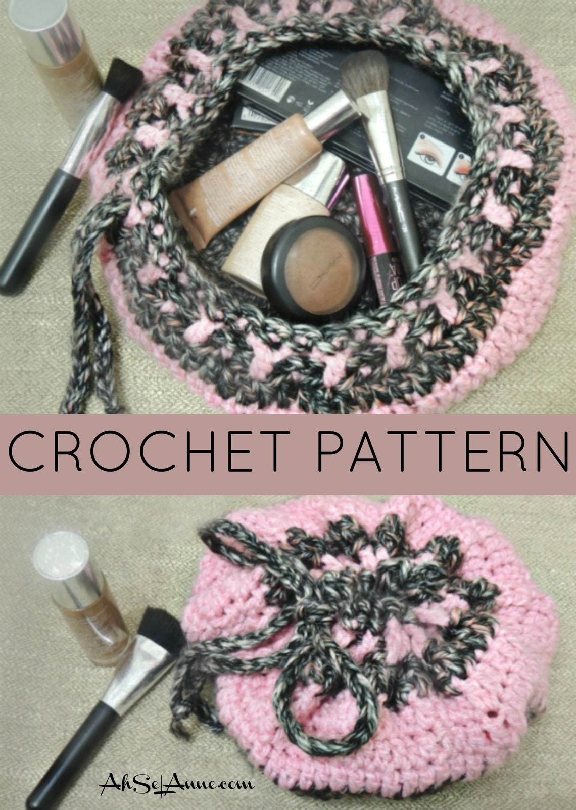 Crochet Pattern//flat Crochet Make-up// Crochet Drawstring | Etsy