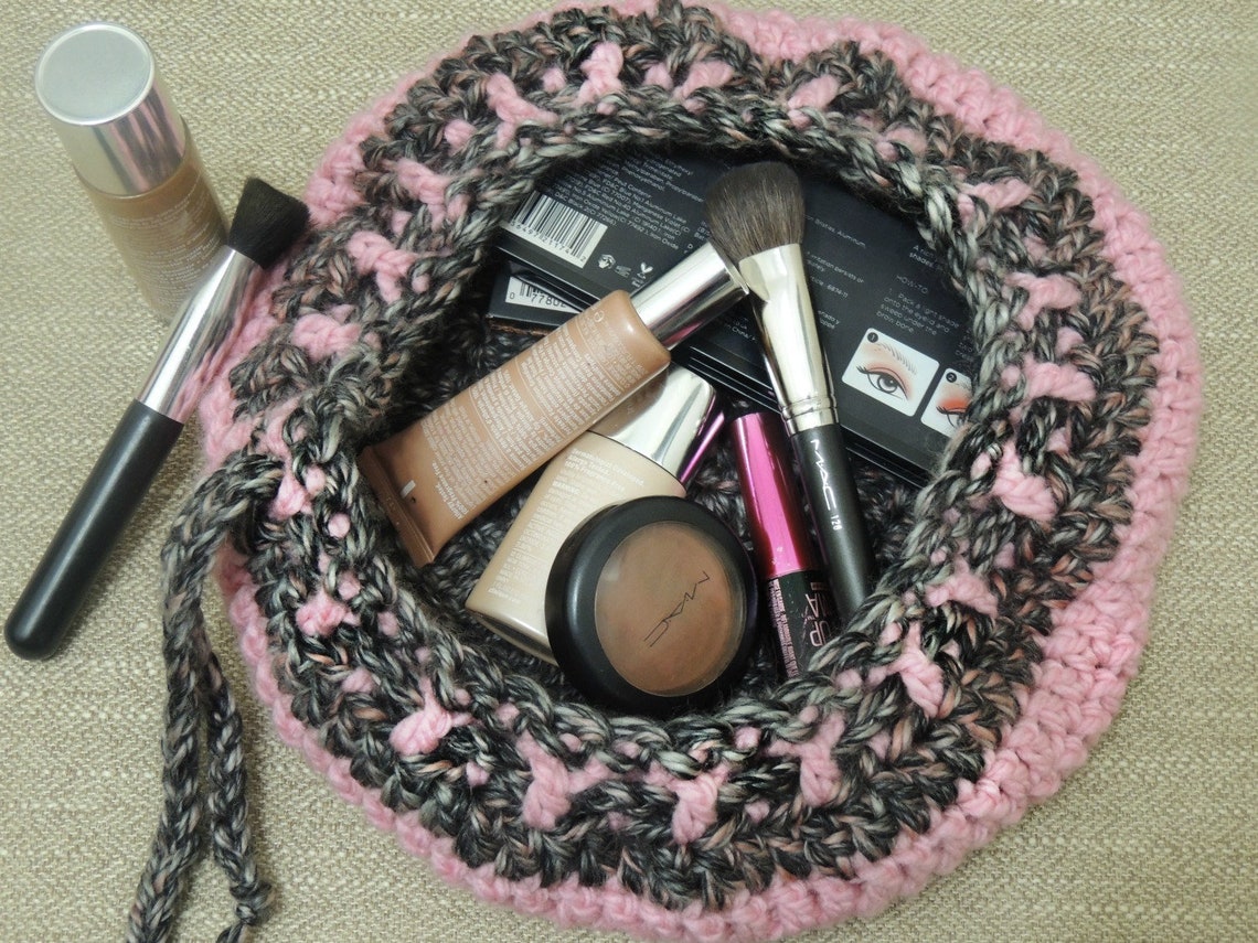 Crochet Pattern//flat Crochet Make-up// Crochet Drawstring | Etsy