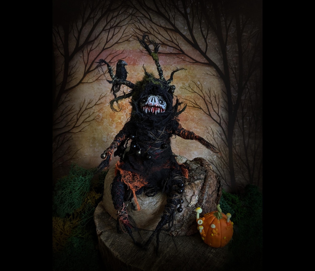 Scarecrow Scarecrow With Movable Arms and Legs With Bell, Art Doll ...