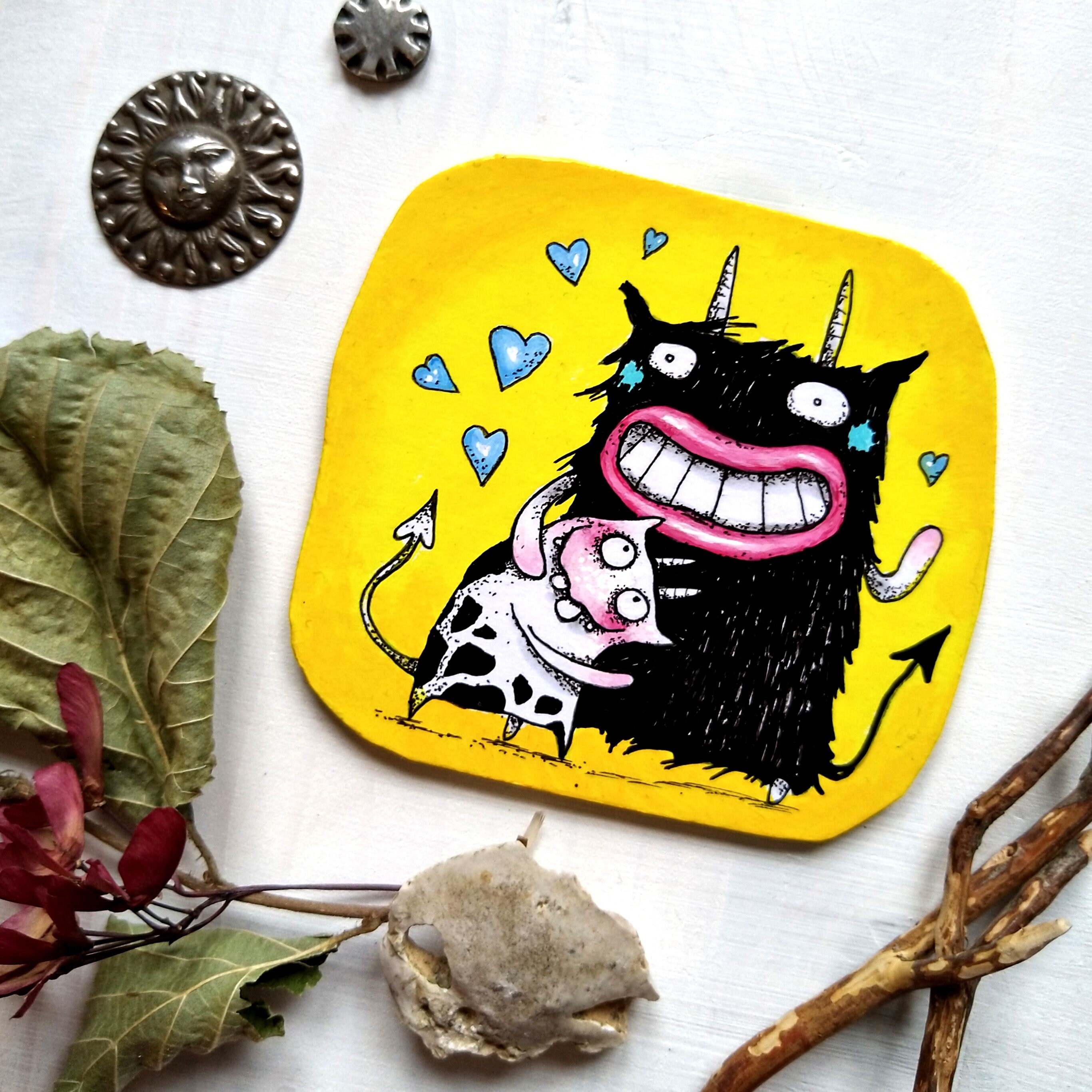 Mini Acrylic Painting With Magnet DEVIL 2 | Etsy