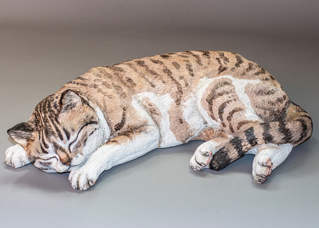 Unique Cat Urn Personalized *sleeping Tabby Pet Custom Paint *cremation ...