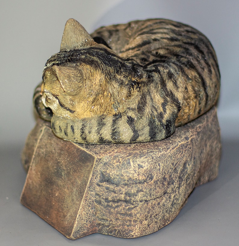 Unique Urn Cat cremation Statue Pet Ashes sleeping Cat - Etsy