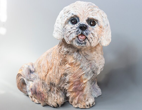 Bolonka Maltese Urn cremation Statue Pet Ashes dog Memorial - Etsy