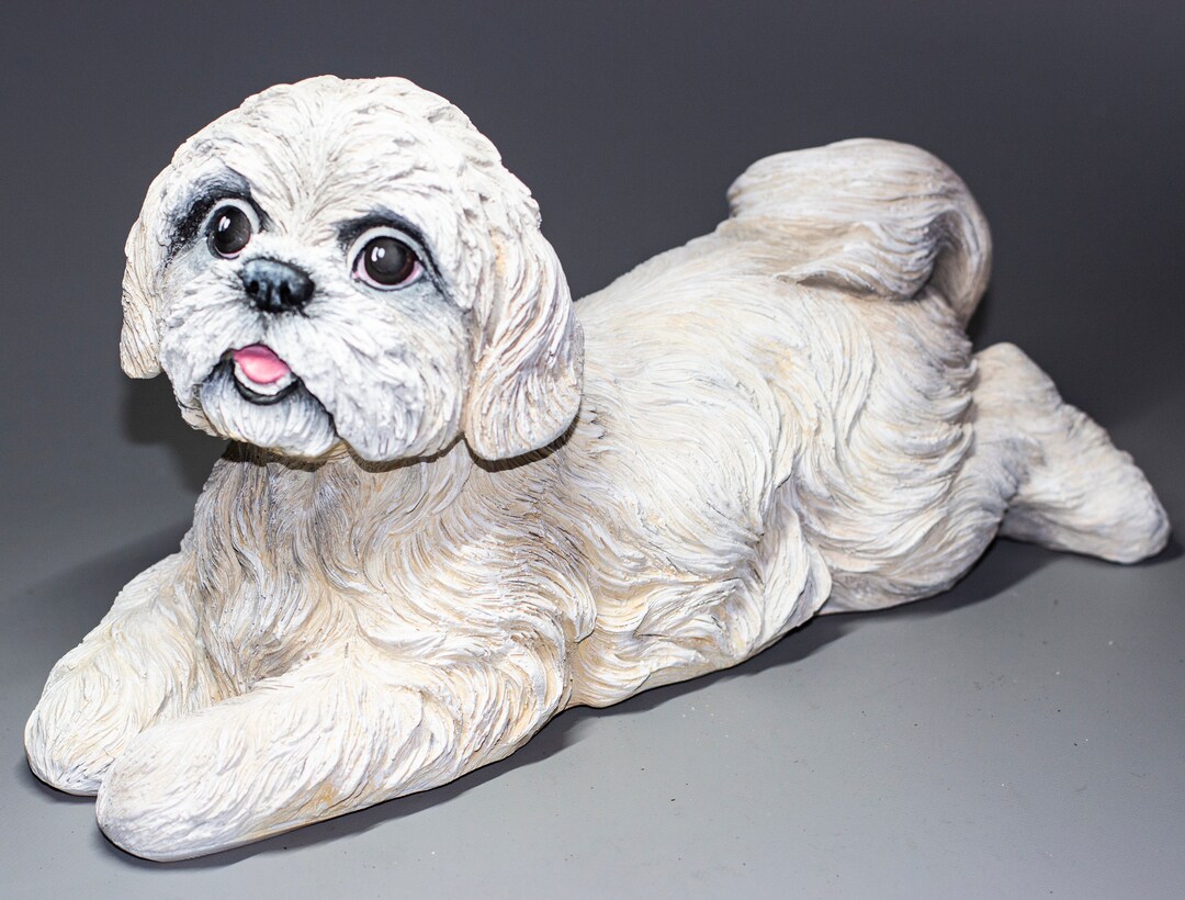 Maltese Urn Custom Paint *bolonka Memorial *cremation Statue Dog Ashes ...