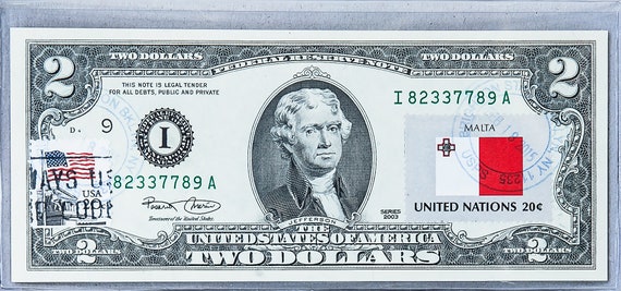 Federal Reserve Bank Note 2 Dollar Bill two Dollar Banknote | Etsy