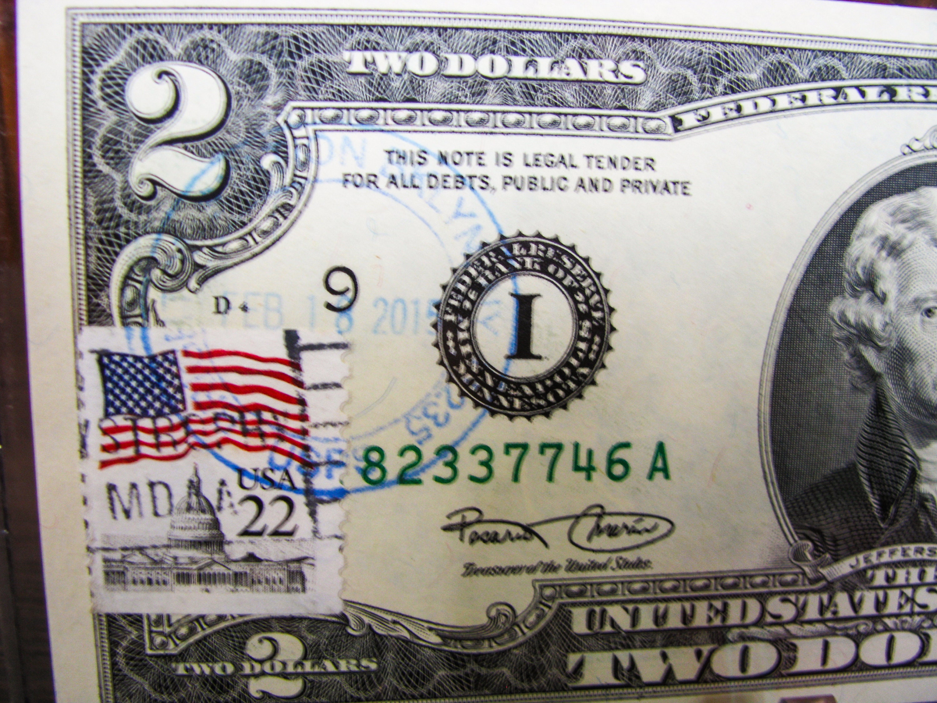 Two Dollar Stamps US 2 Dollar Bill paper Money Currency - Etsy