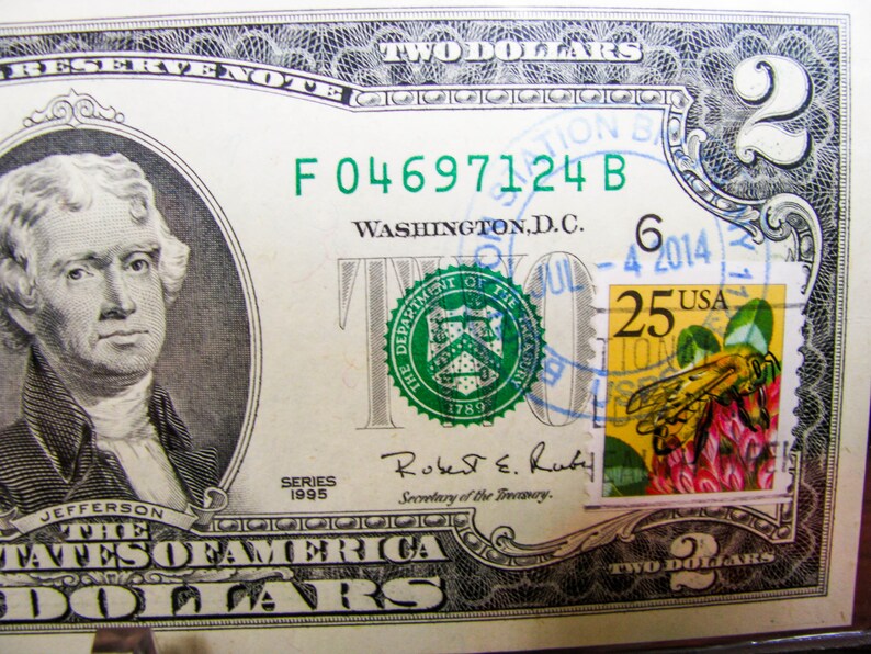 Two Dollar Stamp paper Money Currency 2 Dollar Bill US - Etsy