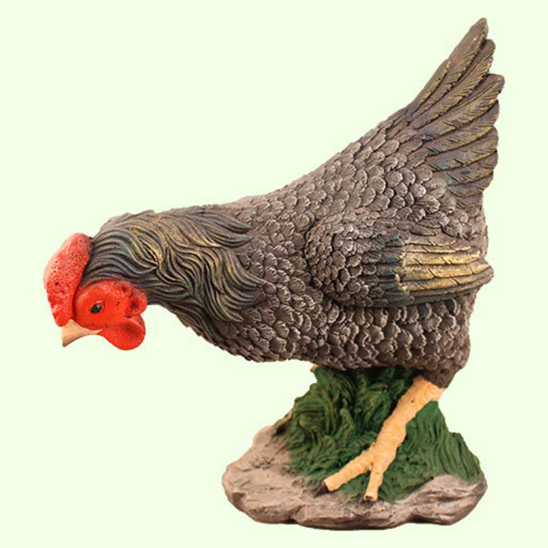 Chicken Statue *black Hen Figurines *farmhouse Animal Decor *large ...