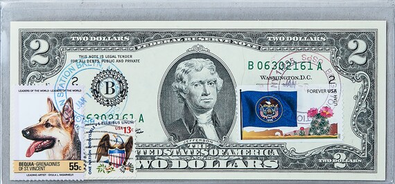 Paper Money US 2 Dollar Bill federal Reserve Bank currency | Etsy