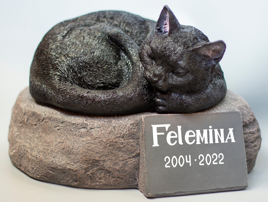 Sleeping Black Cat Urn *cremation Statue Pet Ashes *unique Memorial ...