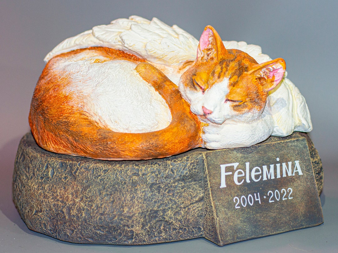 Cat Angel Wings Memorial *pet Funeral Grave Headstone *sleeping Cat ...
