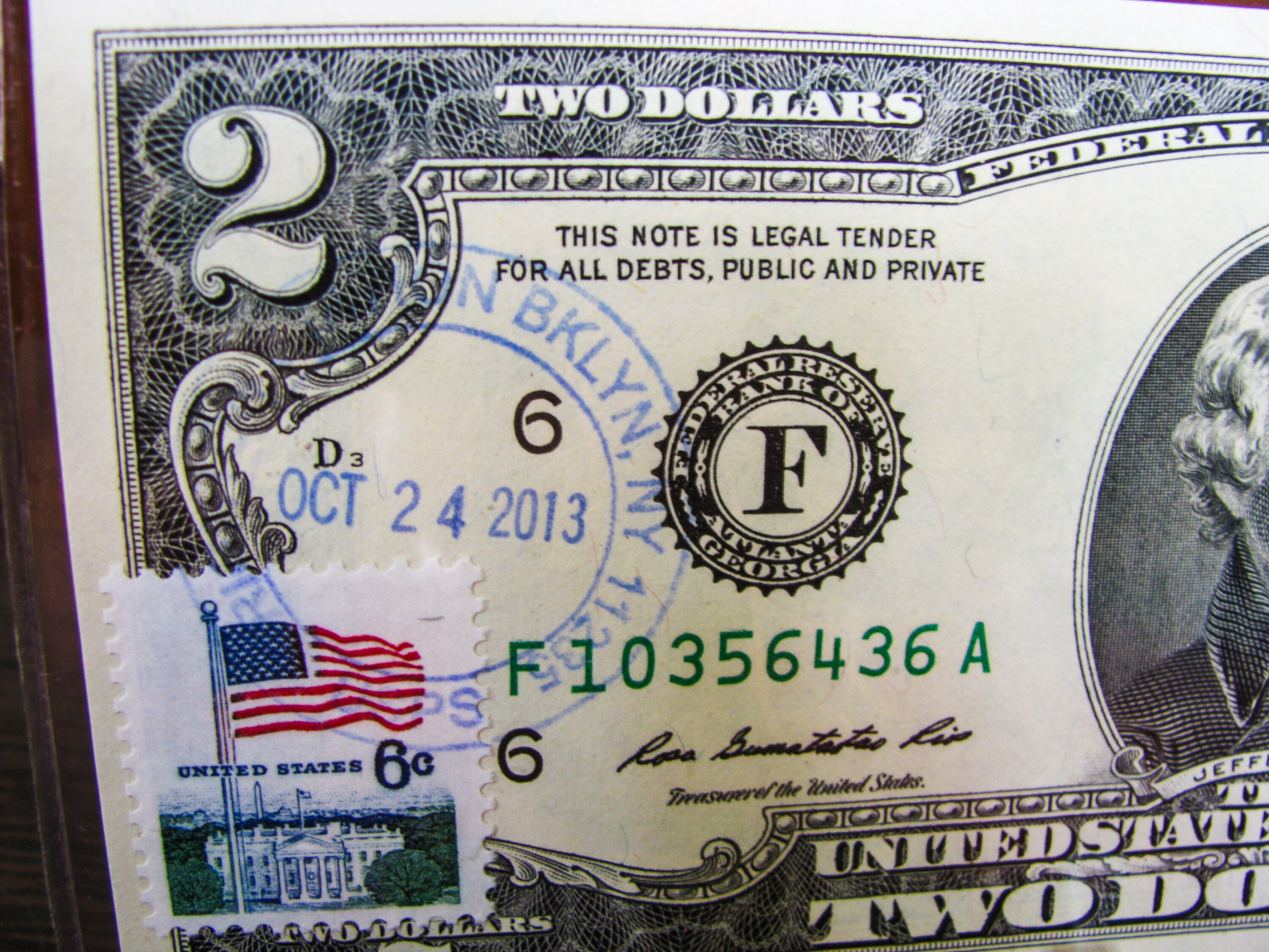 Two Dollar Stamps US 2 Dollar Bill paper Money Gem Unc - Etsy