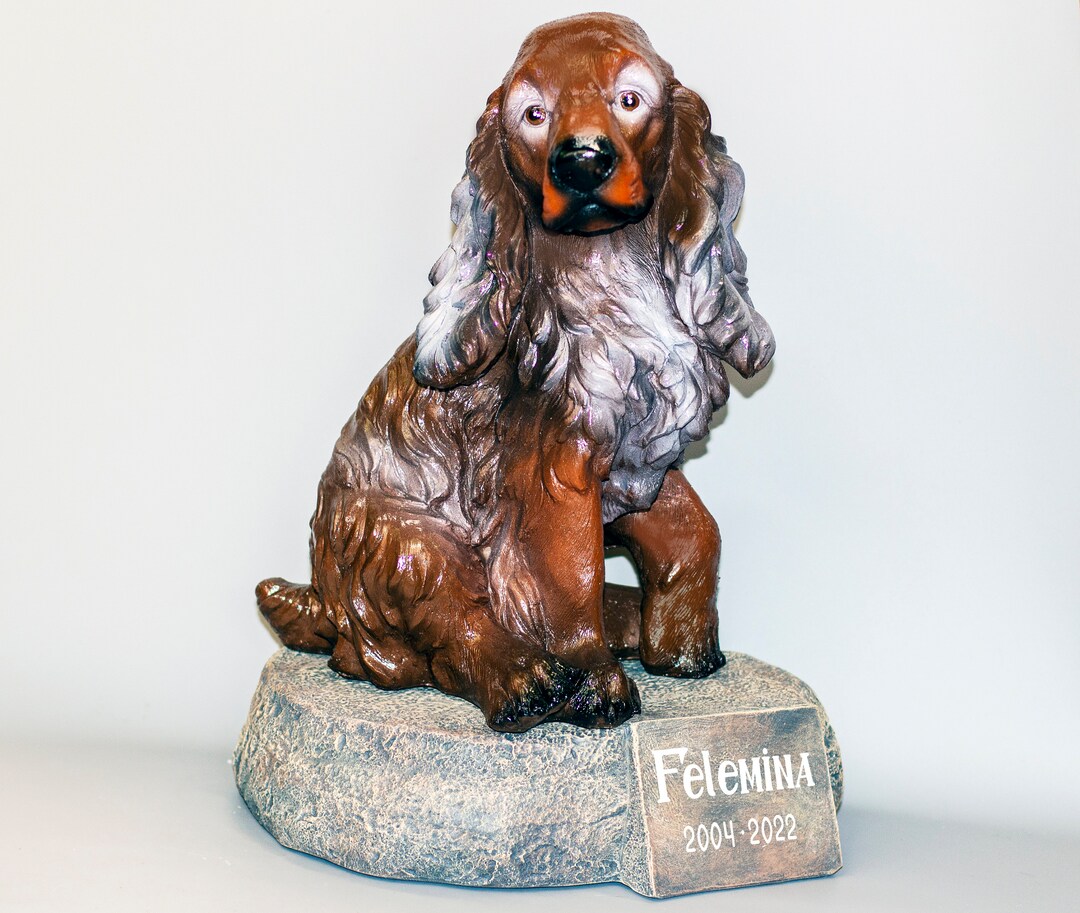 Cocker Spaniel Urn Cremation Statue Pet Ashes Dog Memorial Headstone ...